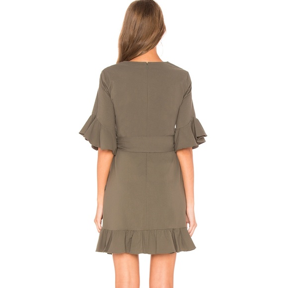 1. State | Dresses | Nwt State Ruffle Edge Wrap Dress In Olive Tree ...